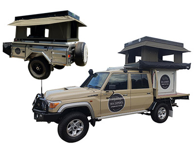 WA 79 Series Landcruiser 4WD with Roof Top Tent, POD & Camper Trailer ...